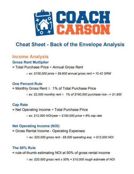 Thumbnail - Cheat Sheet - Back of the Envelope Analysis - full page ...